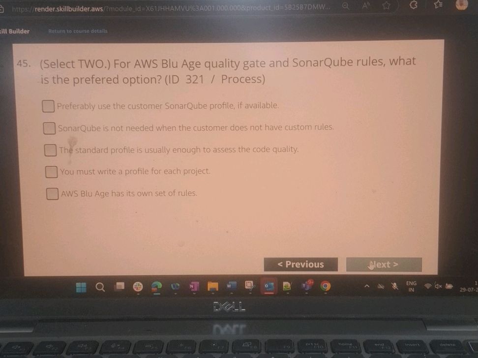 (Select TWO.) For AWS Blu Age quality gate