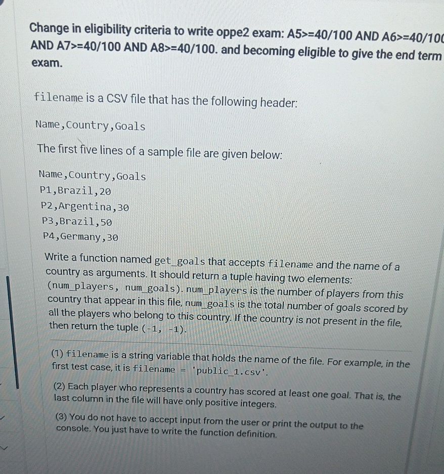 Write a function named `get_goals` that | StudyX