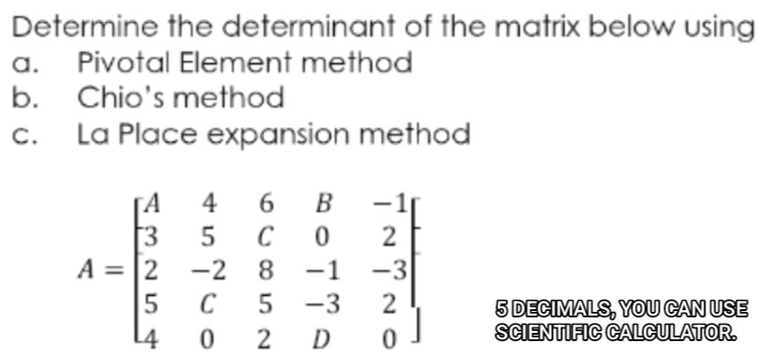 Determine the determinant of the matrix