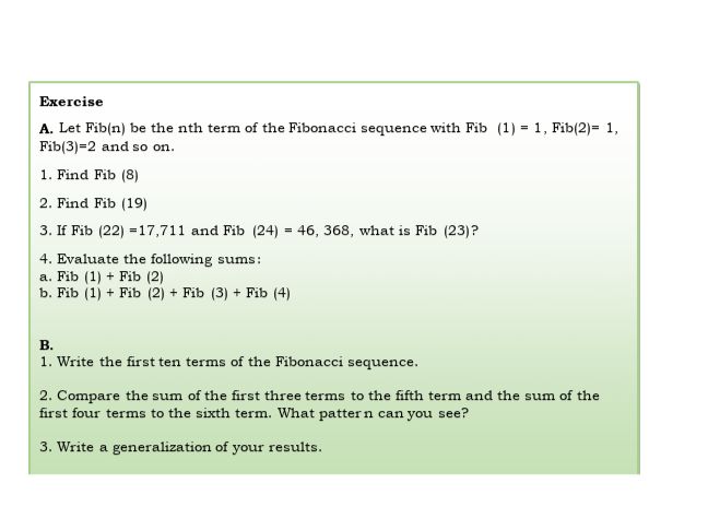 Exercise A. Let Fib(n) be the nth term of | StudyX