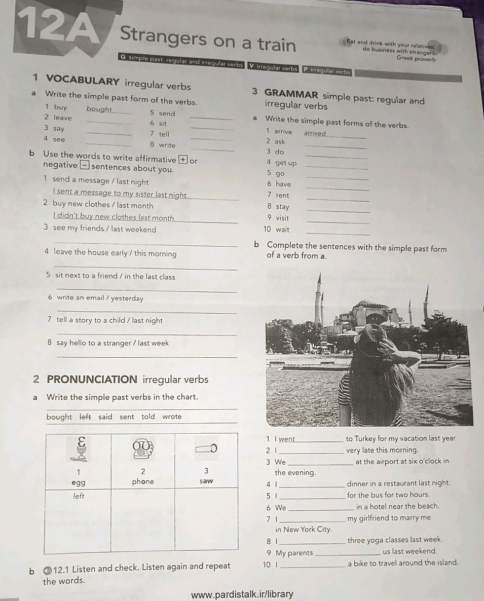 1 VOCABULARY irregular verbs a Write the | StudyX