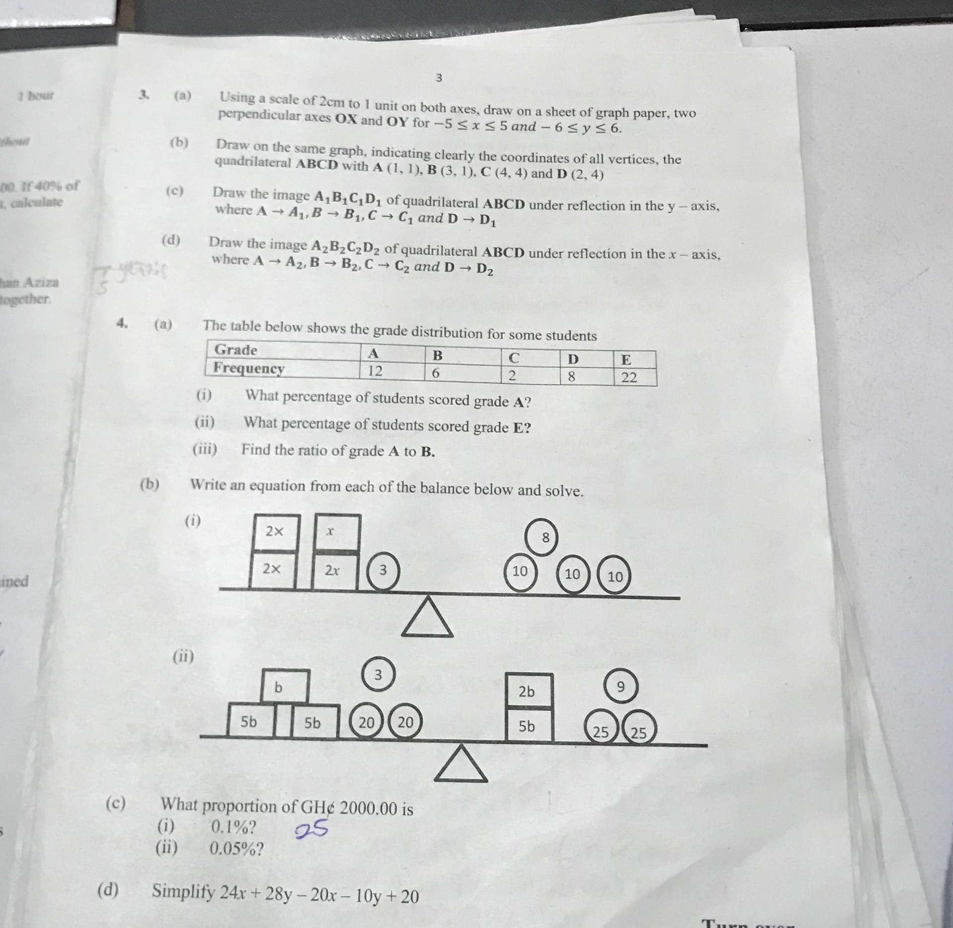 3. (a) Using a scale of 2cm to 1 unit on | StudyX
