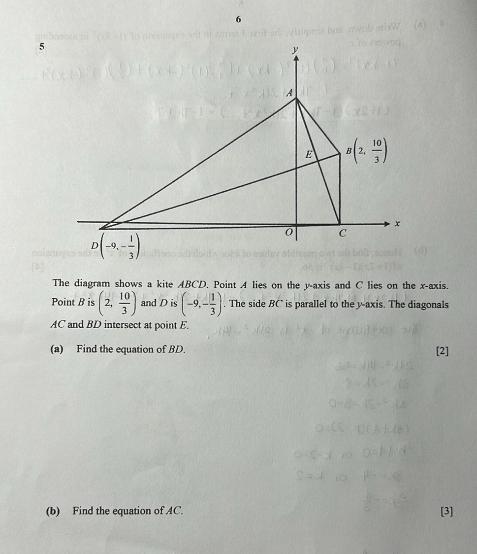 The diagram shows a kite ABCD. Point A lies