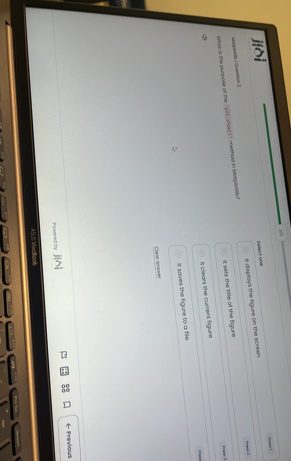 What is the purpose of the `plt.show()` | StudyX