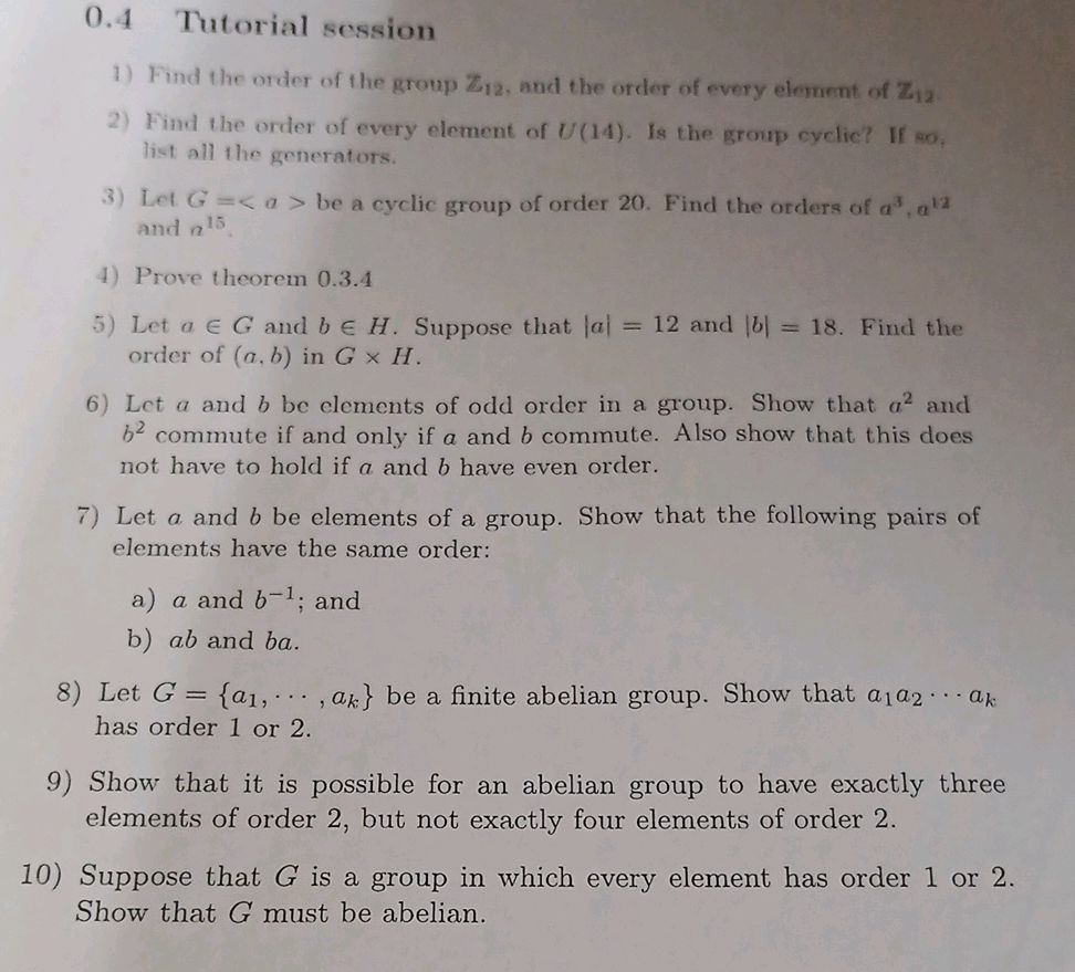 1) Find the order of the group $Z_{12}$, and | StudyX