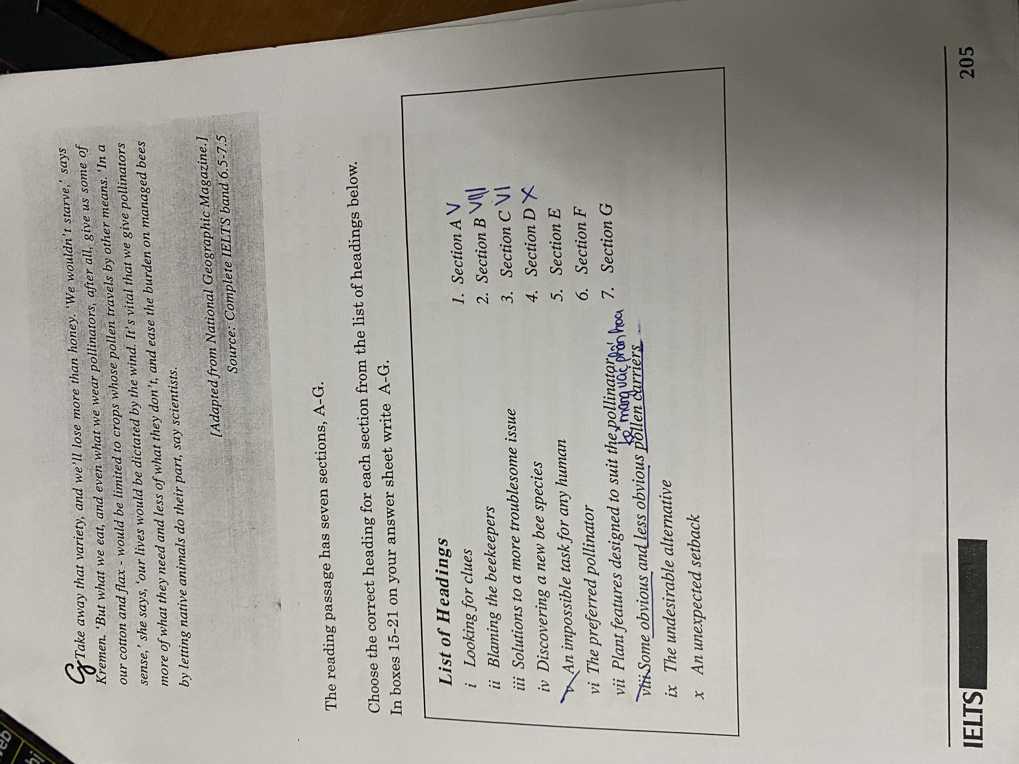Choose the correct heading for each section