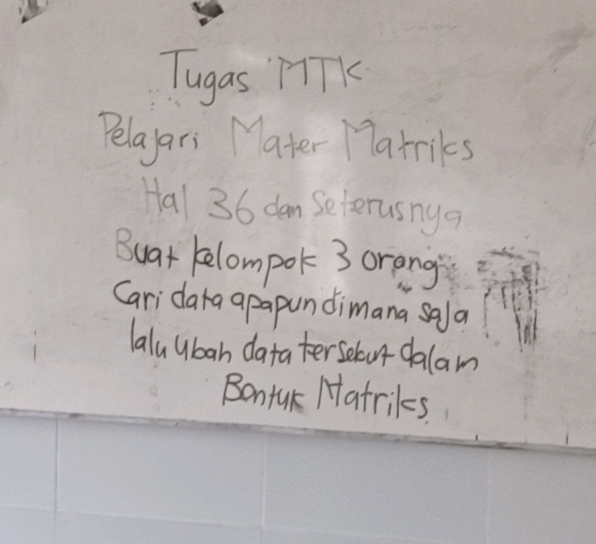 Tugas MTK Pelajari Materi Matriks Hal 36 dan
