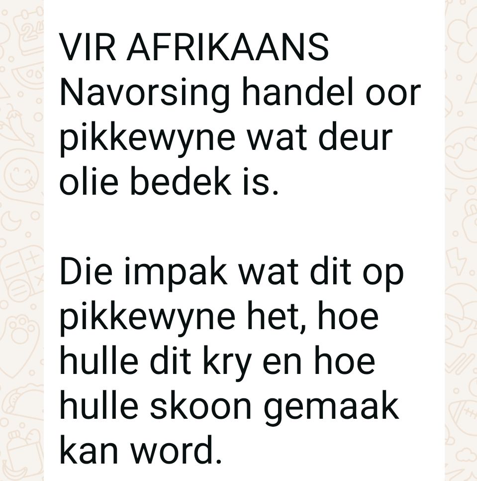 VIR AFRIKAANS Navorsing handel oor pikkewyne | StudyX