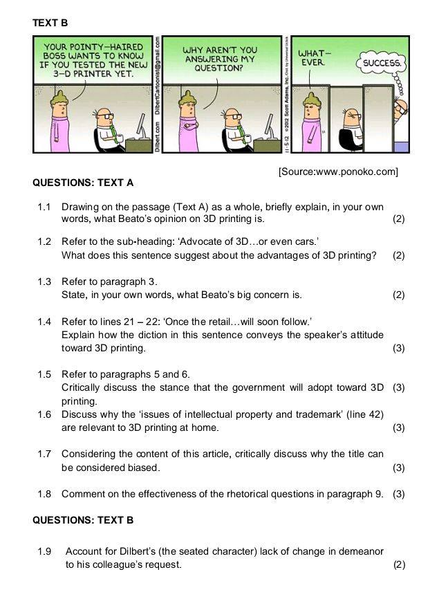 QUESTIONS: TEXT A 1.1 Drawing on the passage