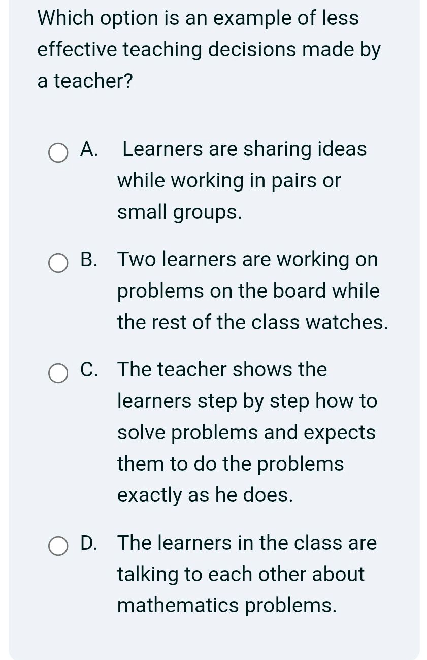 Which option is an example of less effective