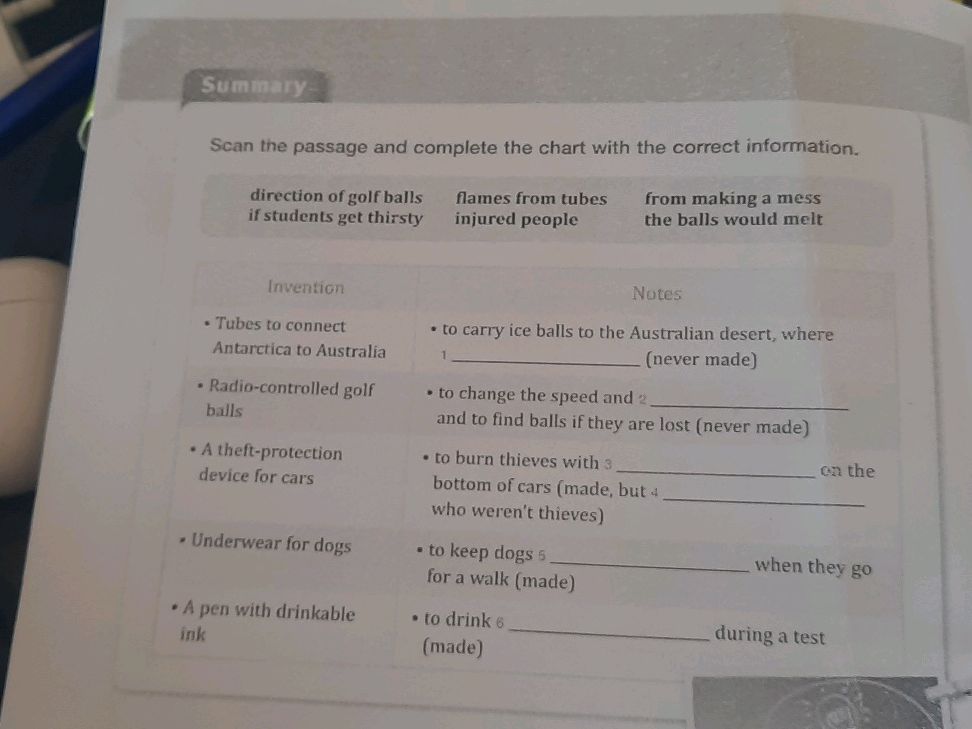 Scan the passage and complete the chart with | StudyX