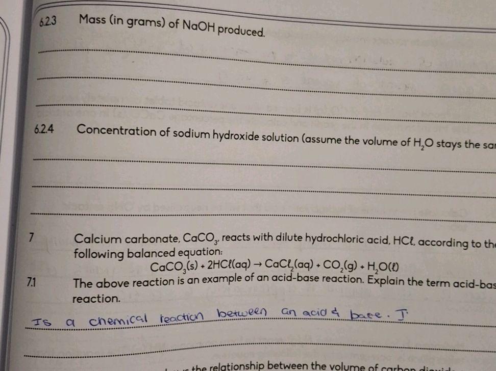 Calcium carbonate, $CaCO_3$, reacts with | StudyX