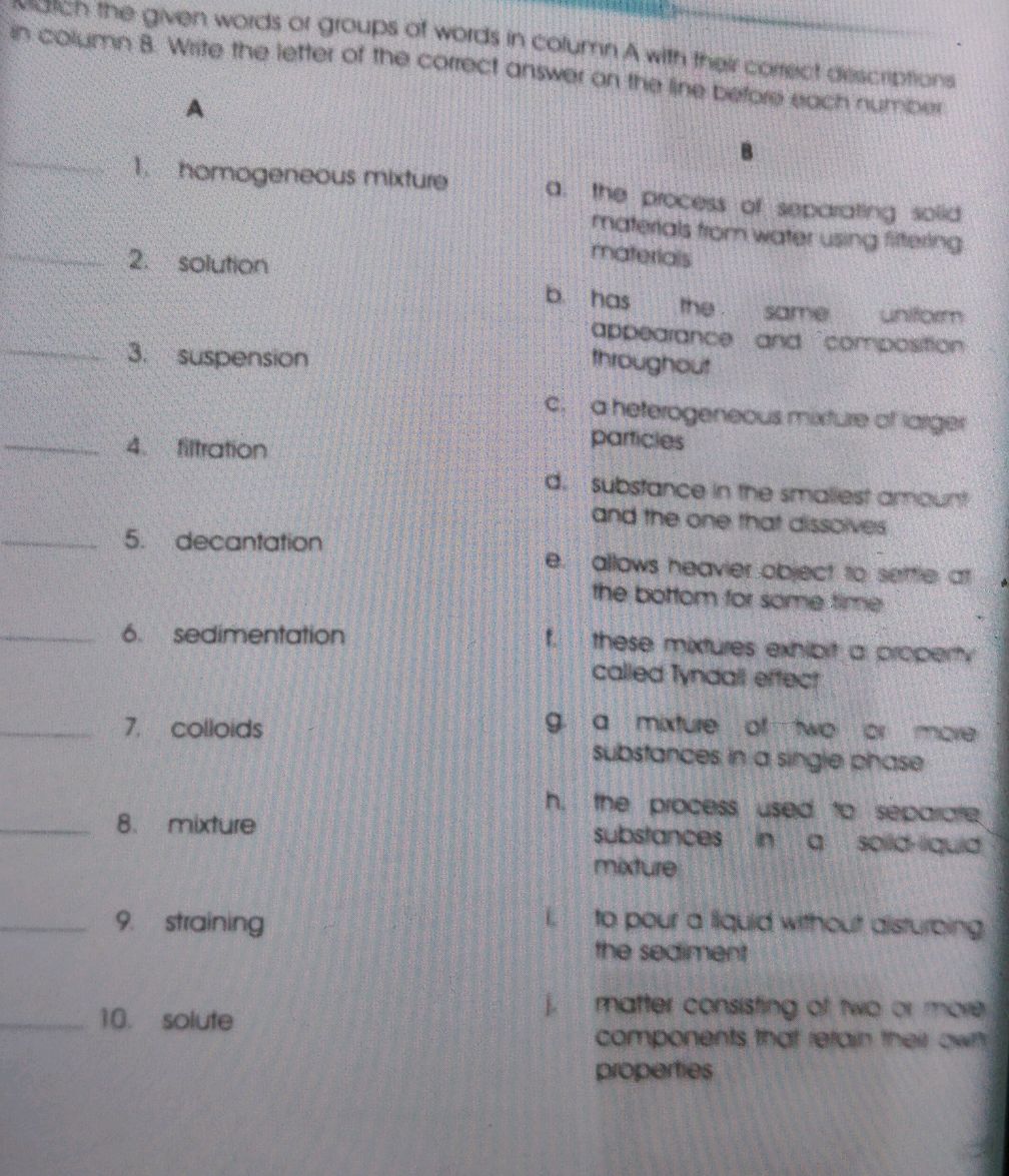 Match the given words or groups of words in | StudyX