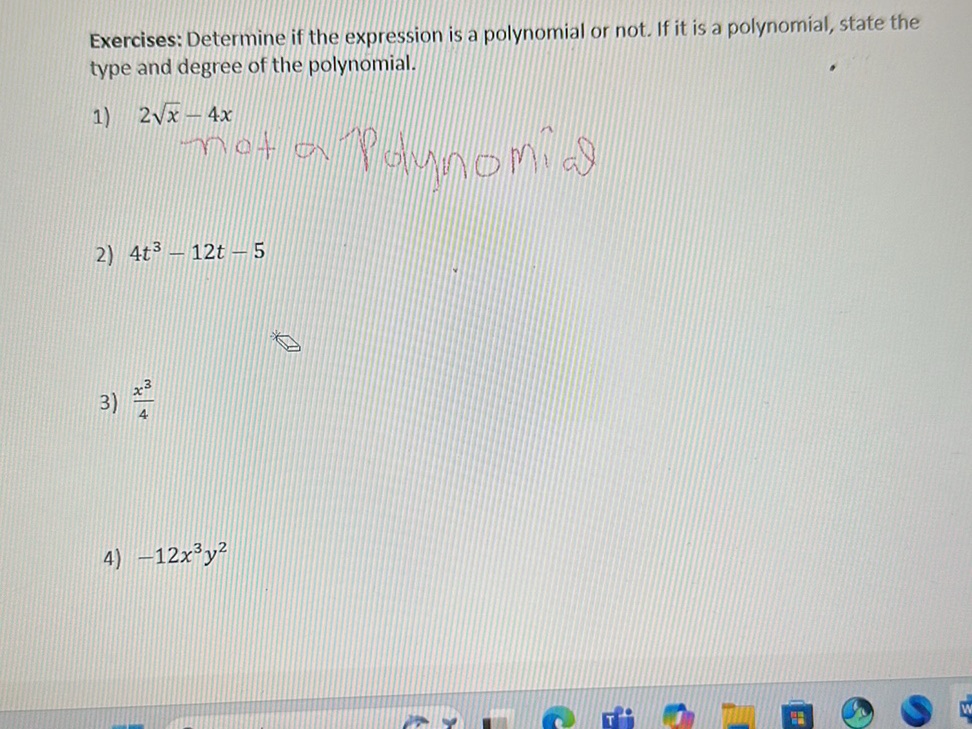 Exercises: Determine if the expression is a | StudyX