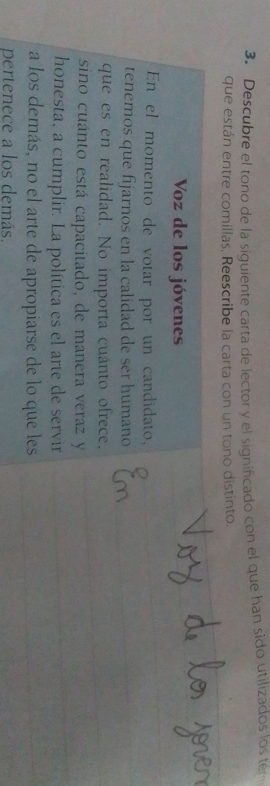 3. Descubre el tono de la siguiente carta de | StudyX