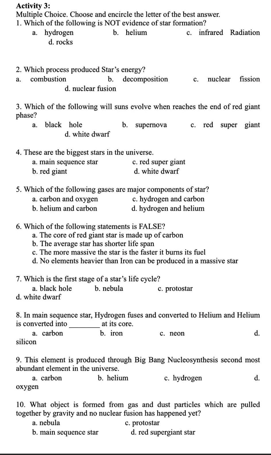 Activity 3: Multiple Choice. Choose and | StudyX