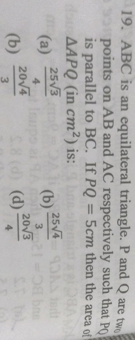 19. ABC is an equilateral triangle. P and Q | StudyX