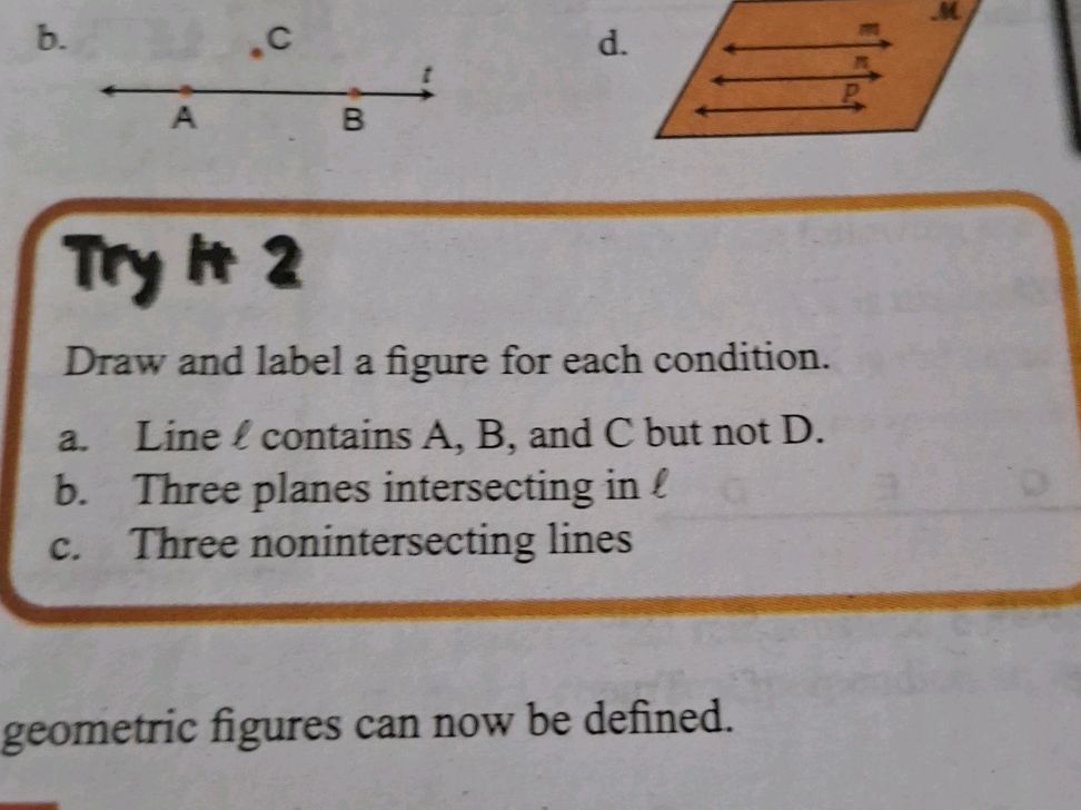 Draw and label a figure for each condition.