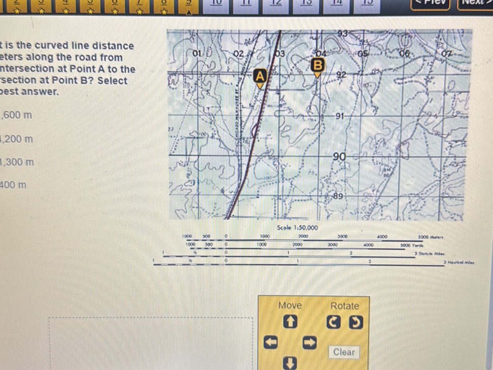 What is the curved line distance meters