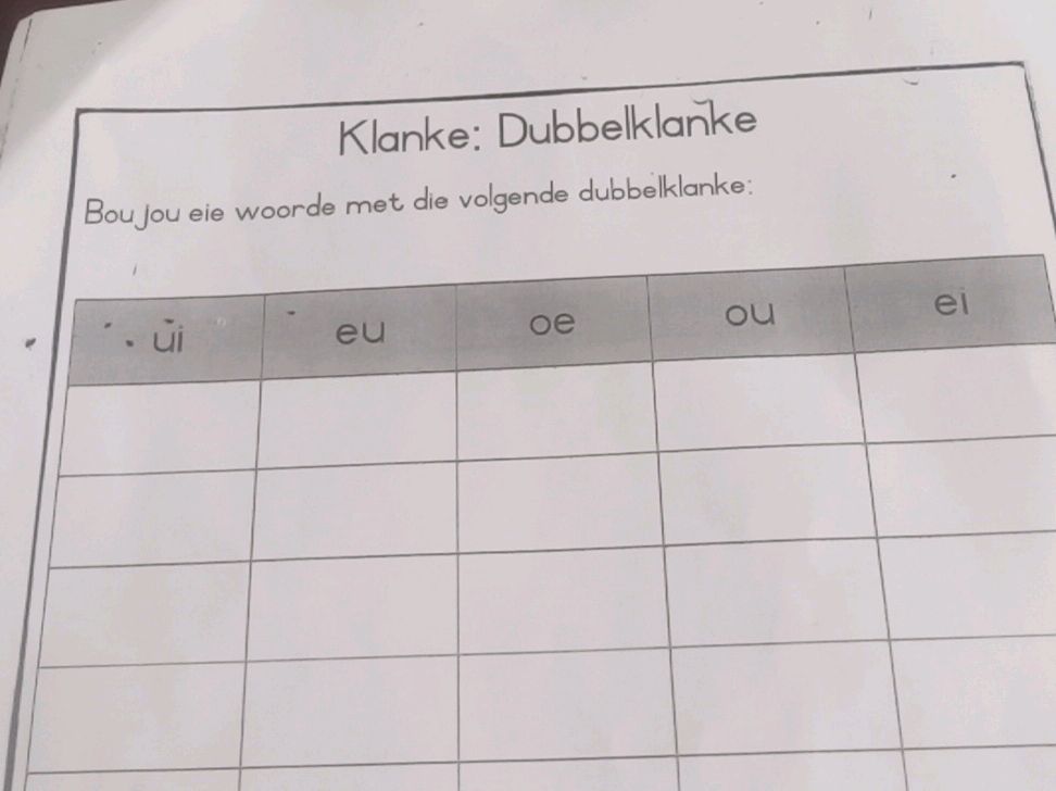 Klanke: Dubbelklanke Bou jou eie woorde met | StudyX