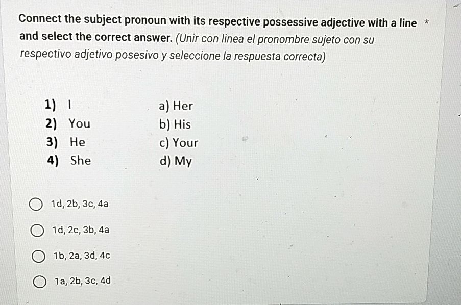 Connect the subject pronoun with its | StudyX