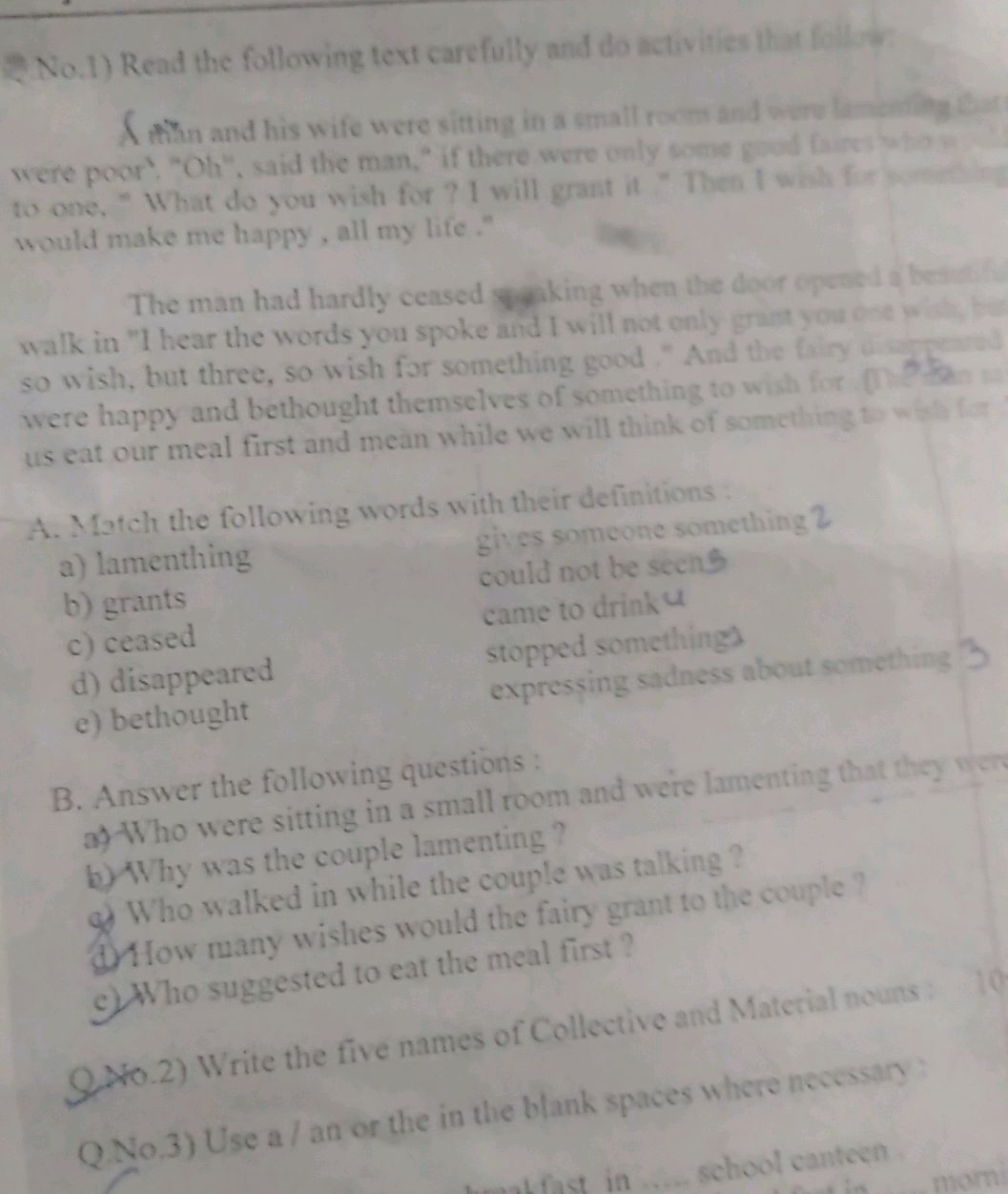 No.1) Read the following text carefully and