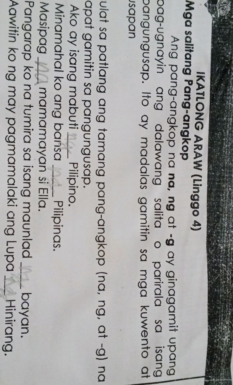 IKATLONG ARAW (Linggo 4) Mga salitang | StudyX