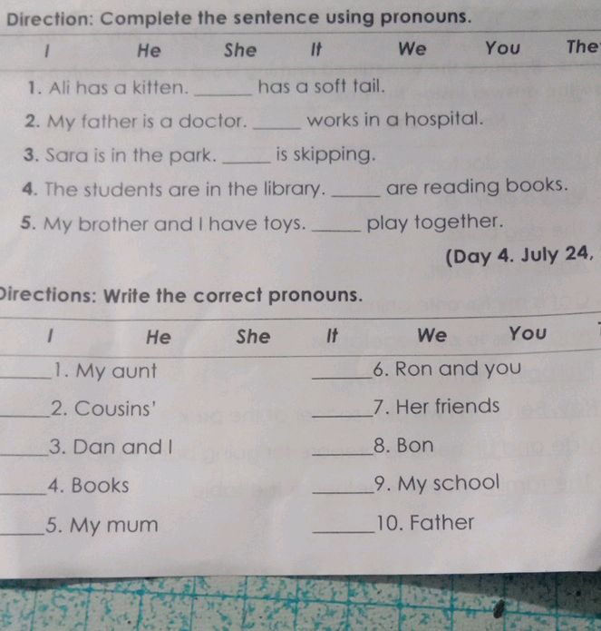 Direction: Complete the sentence using | StudyX