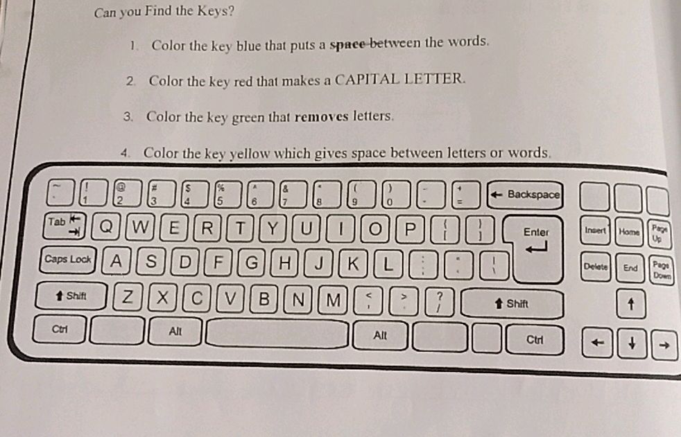 Can you Find the Keys? 1. Color the key | StudyX
