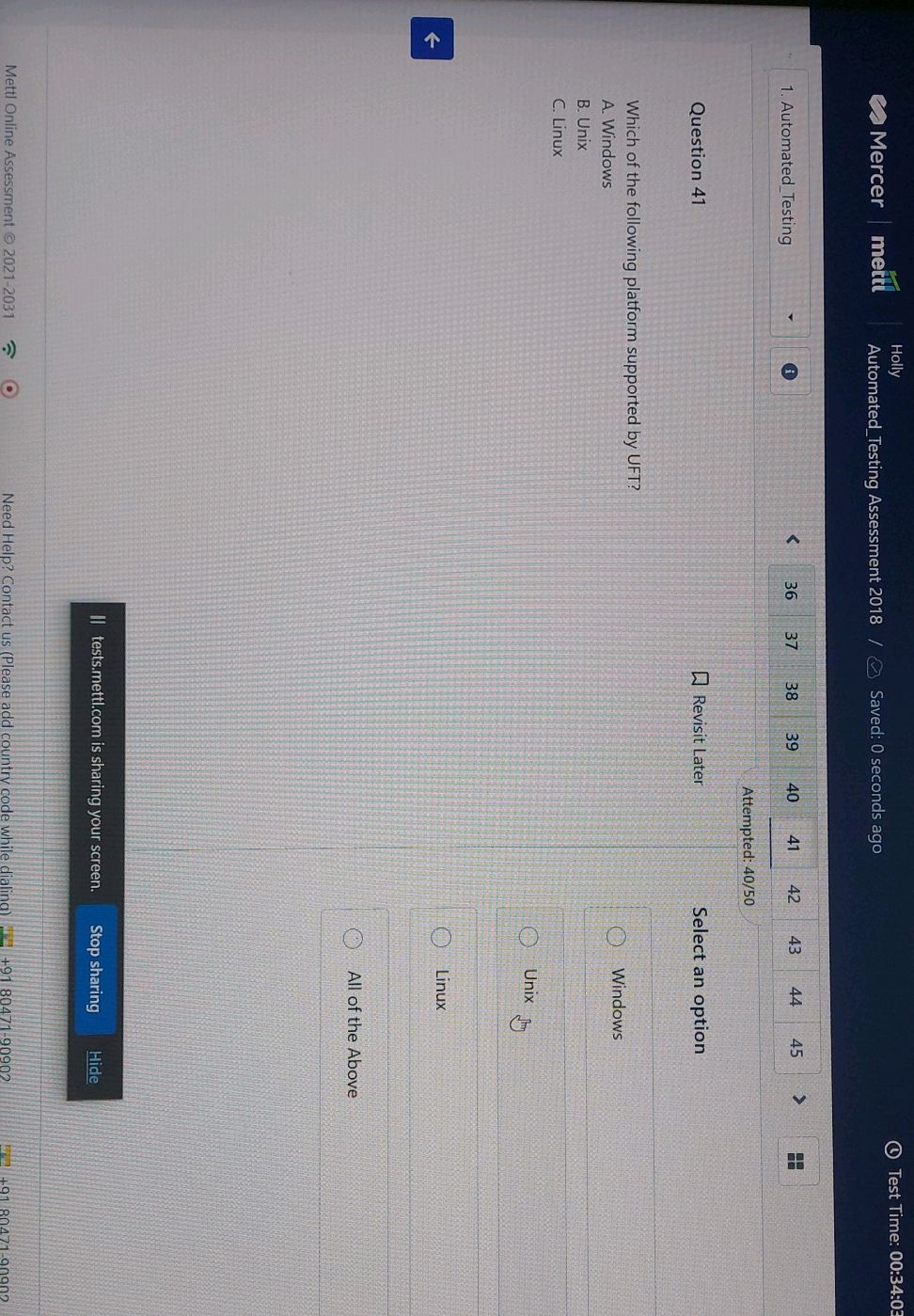 Question 41 Which of the following platform | StudyX