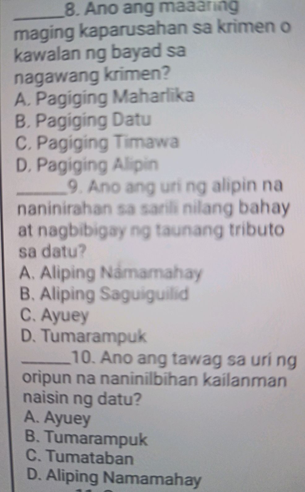 8. Ano ang maaaring maging kaparusahan sa | StudyX