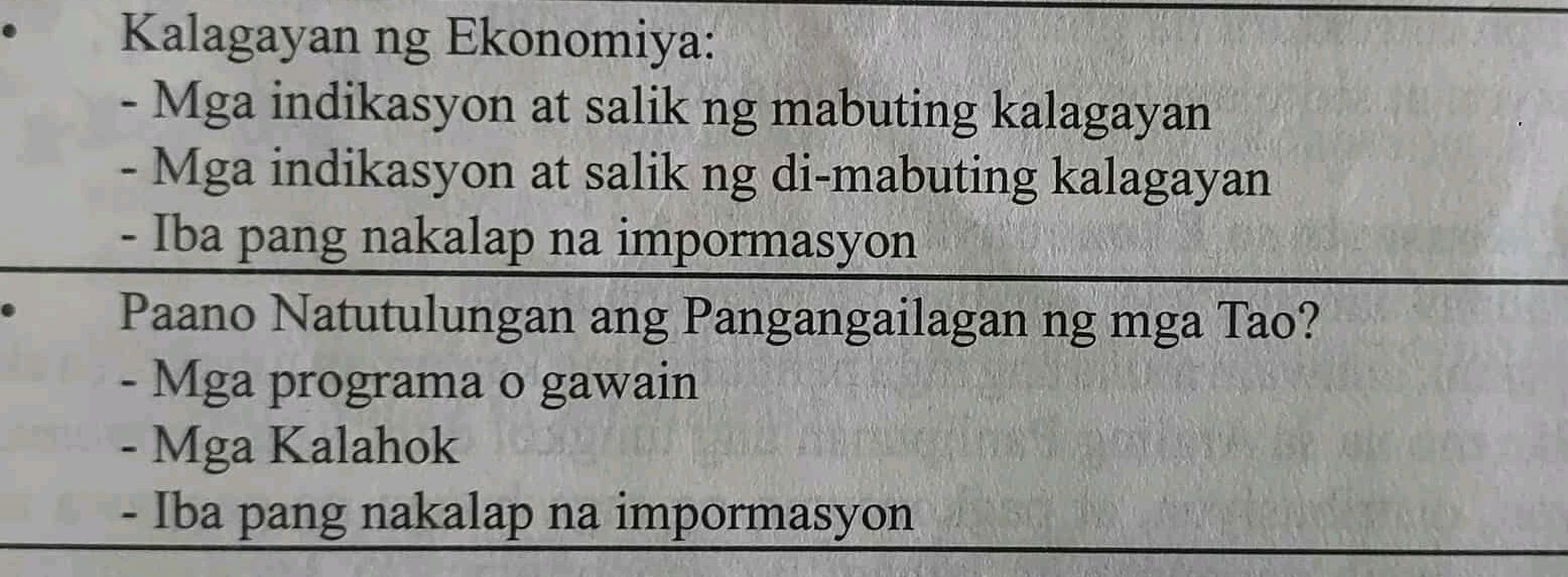 Kalagayan ng Ekonomiya: - Mga indikasyon at | StudyX