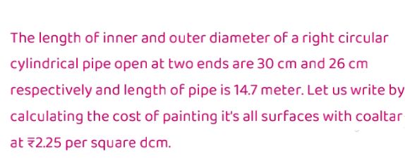 The length of inner and outer diameter of a
