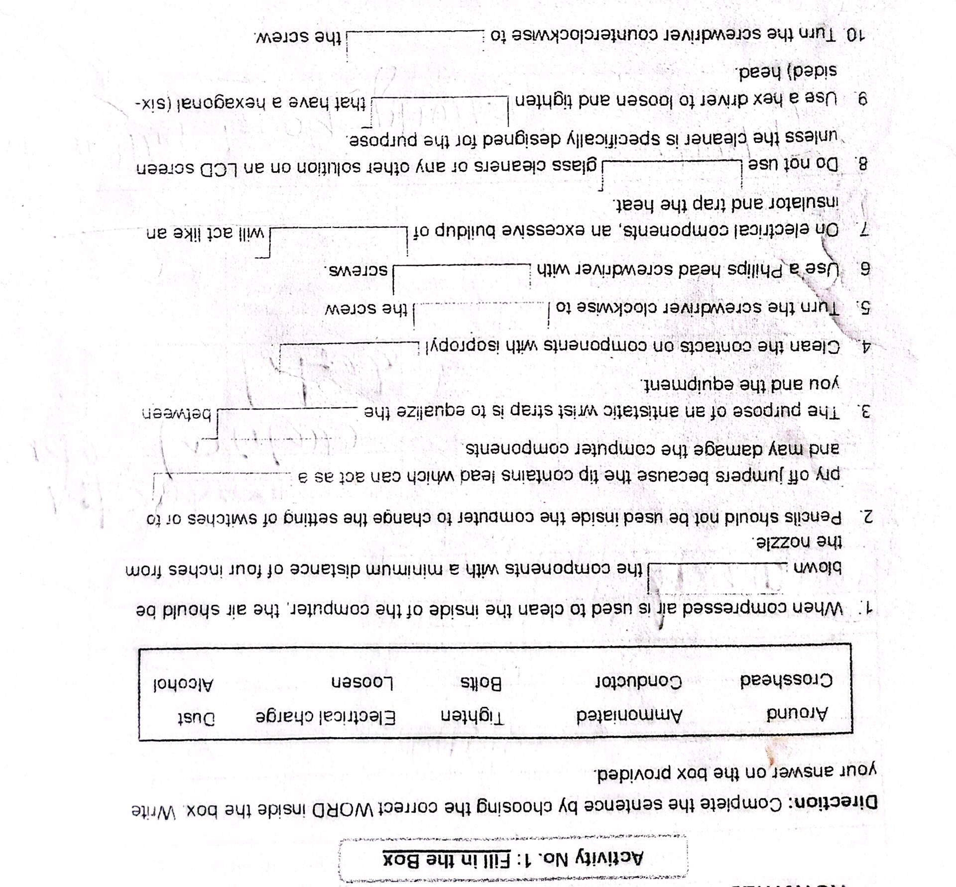 Activity No. 1: Fill in the Box Direction: | StudyX
