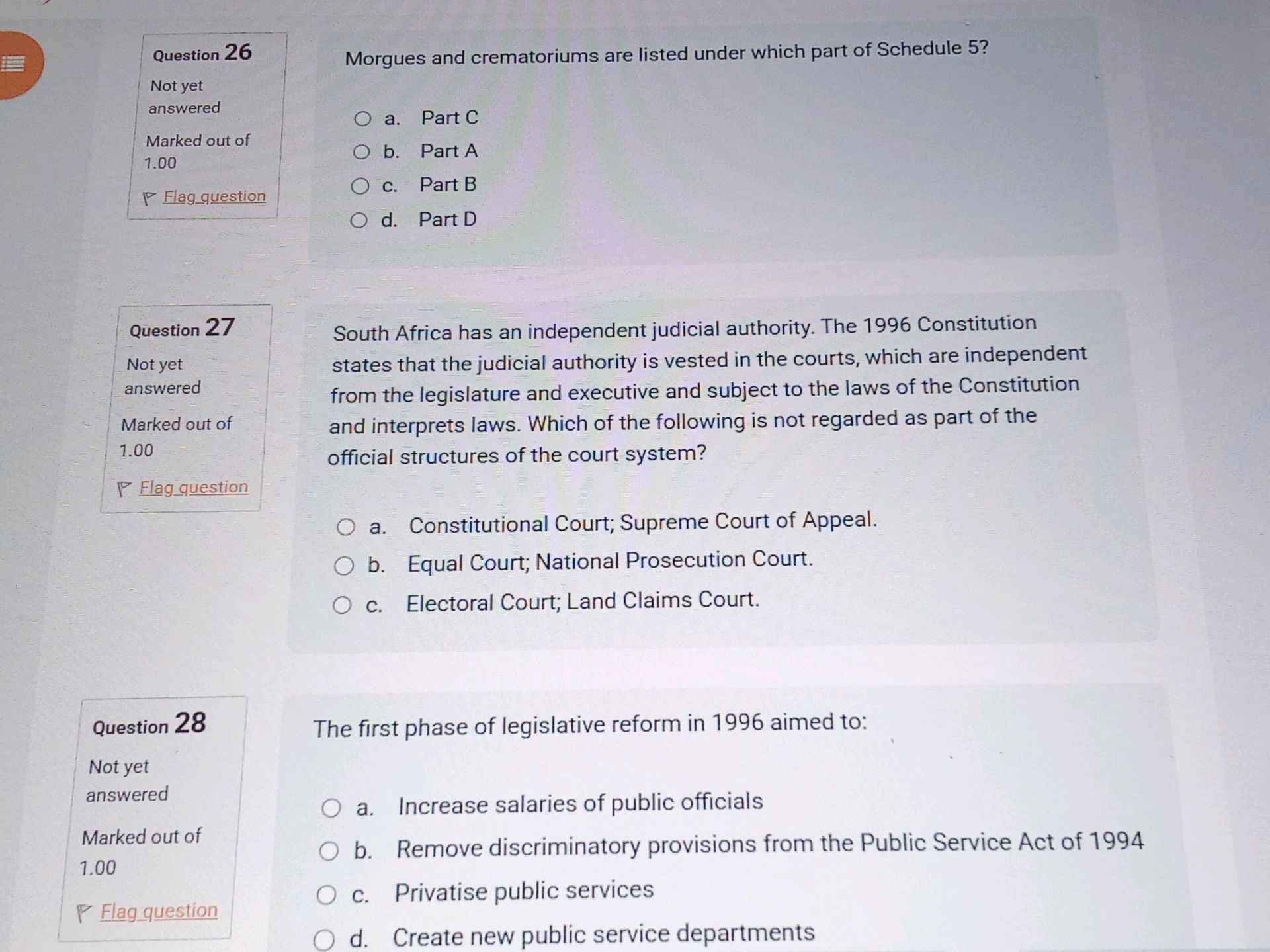 Question 26 Morgues and crematoriums are