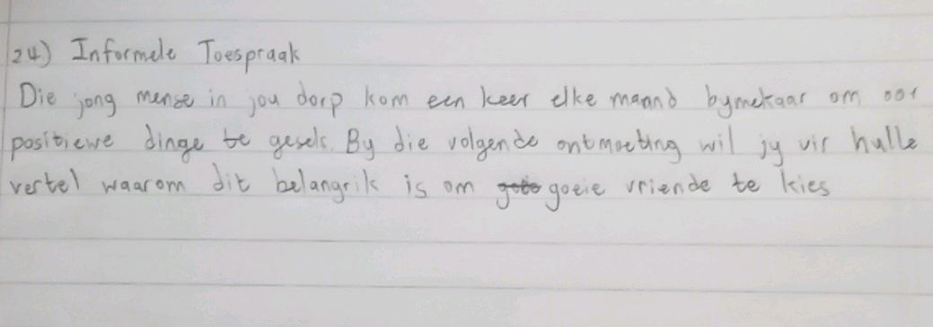 24) Informele Toespraak Die jong mense in