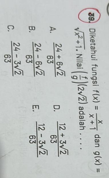 Diketahui fungsi $f(x) = {x}{x+1}$ dan | StudyX