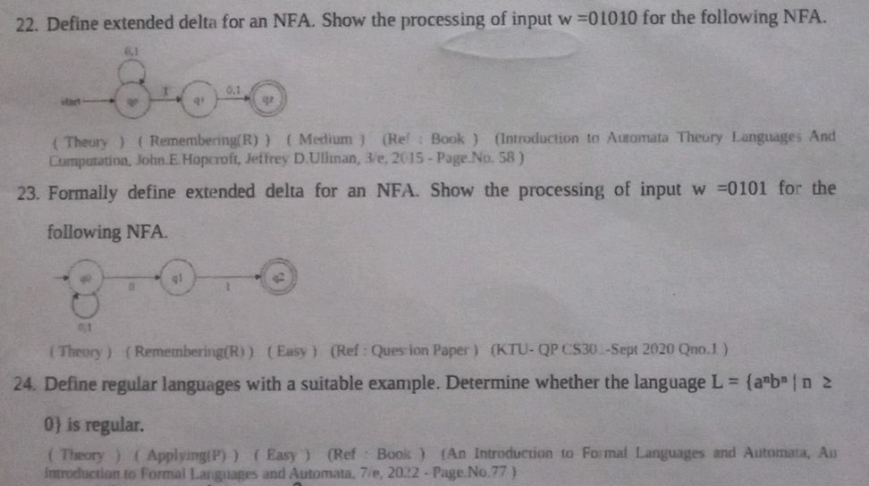 22. Define extended delta for an NFA. Show | StudyX