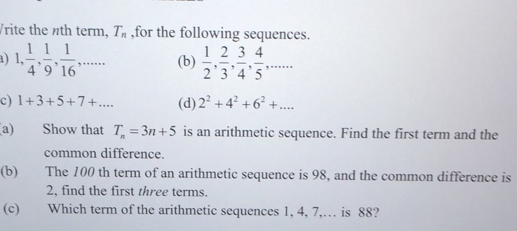 Write the $n$th term, $T_n$, for the | StudyX