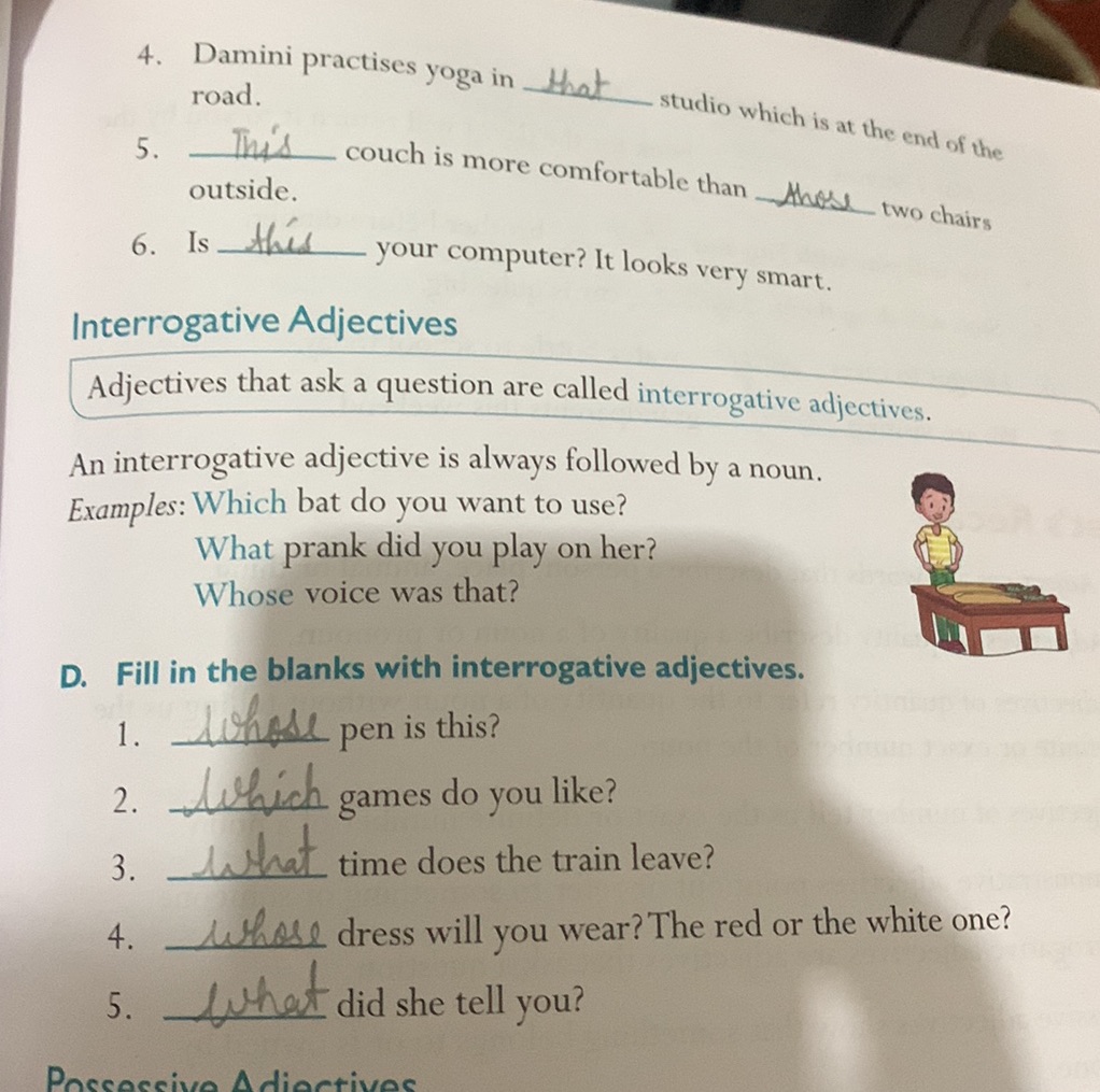 D. Fill in the blanks with interrogative | StudyX