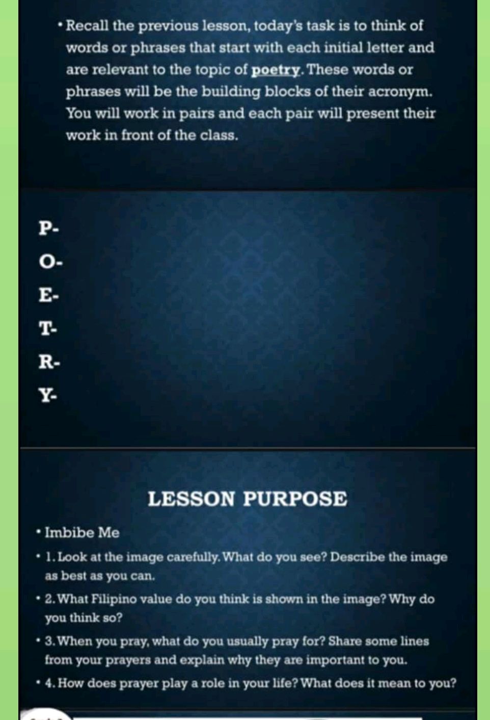 Recall the previous lesson, today's task | StudyX