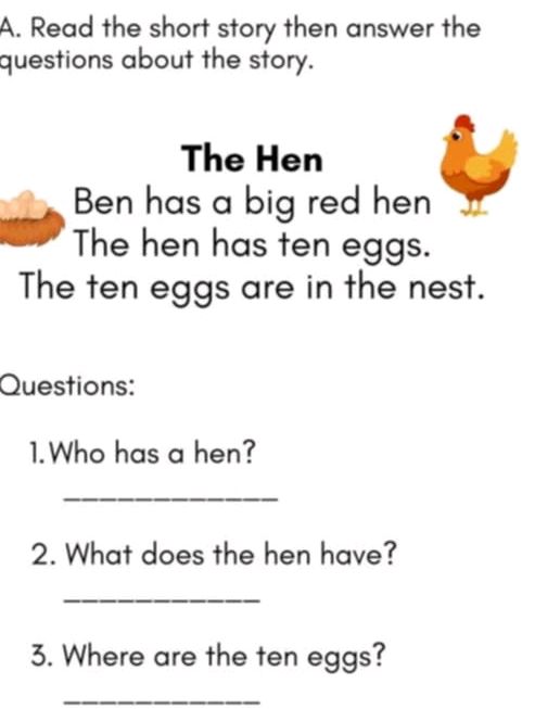 A. Read the short story then answer the | StudyX