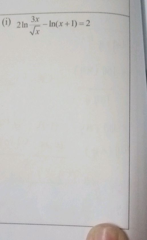 Solve logarithmic equation: 2ln(3x/sqrt(x)) | StudyX