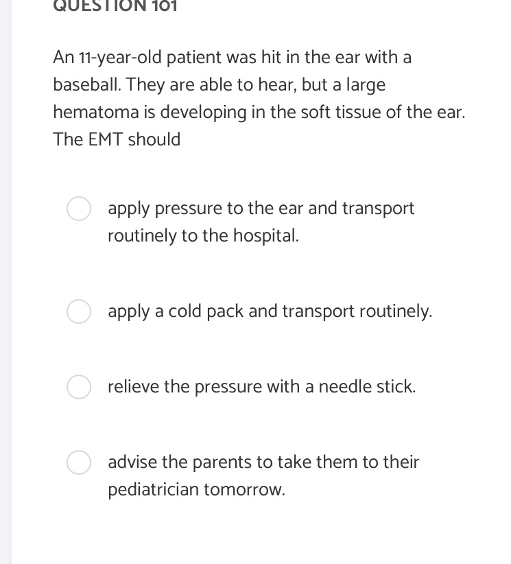 An 11-year-old patient was hit in the ear