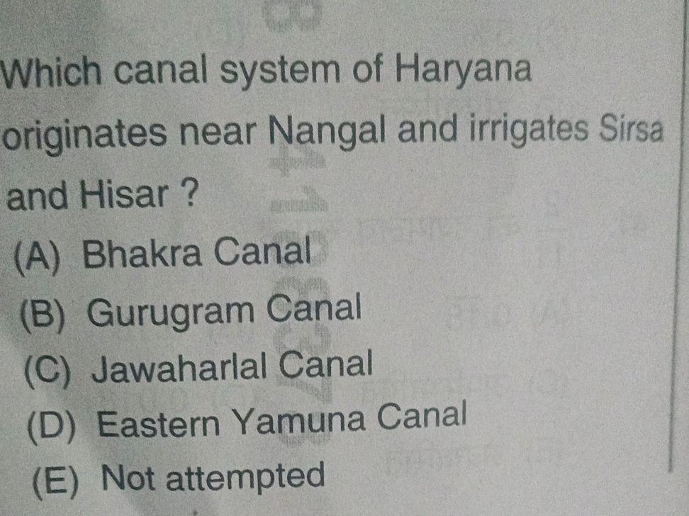 Which canal system of Haryana originates | StudyX