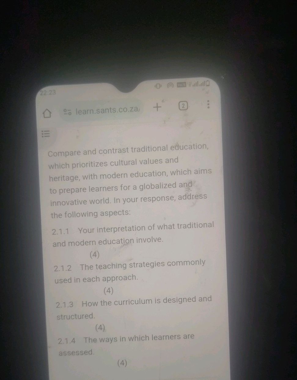 Compare and contrast traditional education, | StudyX