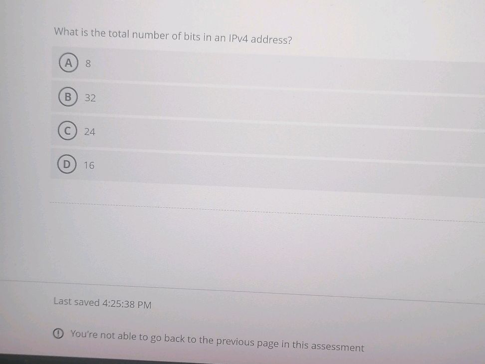 What is the total number of bits in an IPv4 | StudyX