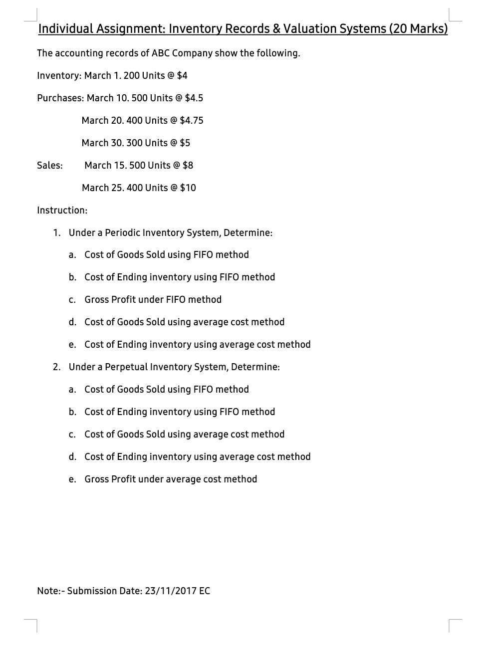 Individual Assignment: Inventory Records | StudyX
