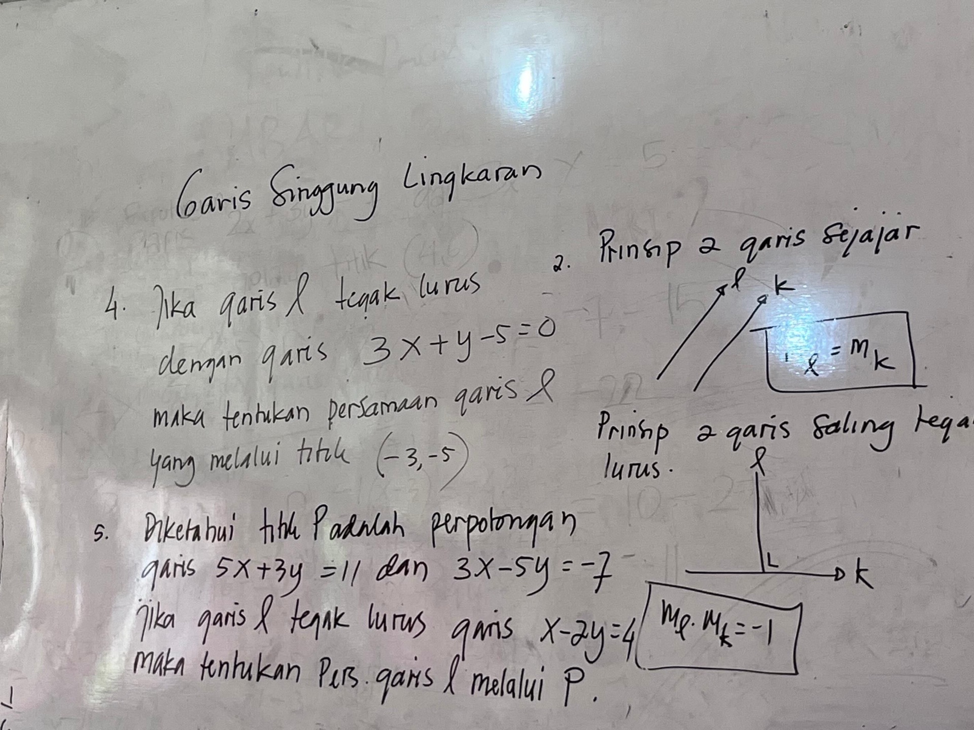 Jika garis l tegak lurus dengan garis $3x