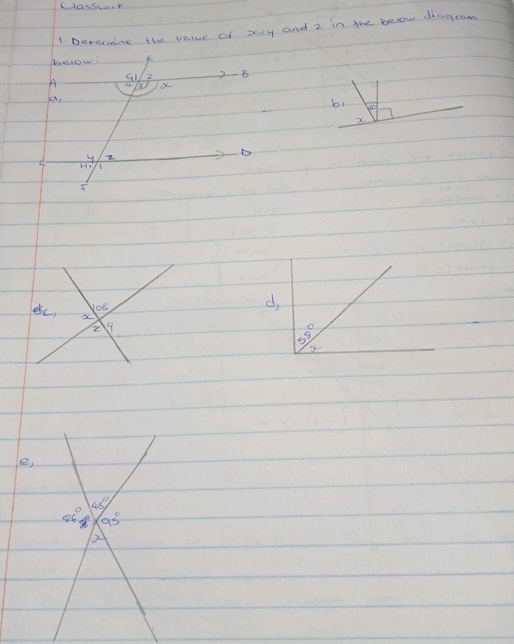 1. Determine the value of x, y and z in the | StudyX
